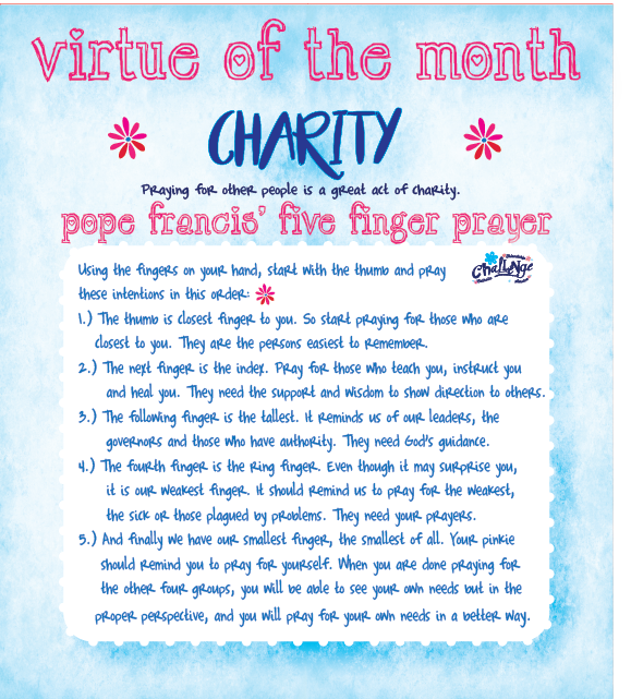 Virtue of the Month for November is Charity - Challenge